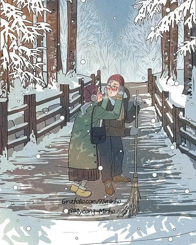 【韩国插画师Myeong-Minho作品欣赏】—— 我能想到最浪漫的事，就是和你一起慢慢变老！-花瓣网