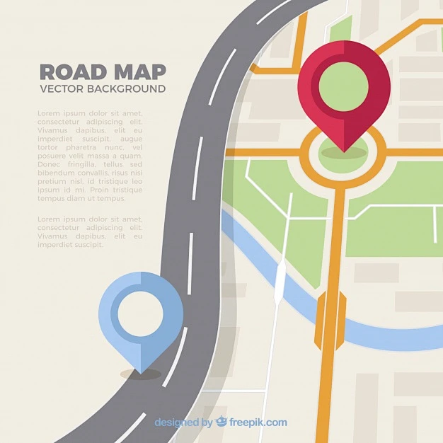 Road map with pointers in flat style Free Vector-花瓣网
