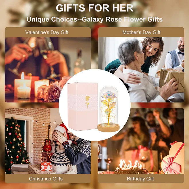 Amazon.com: Beferr Christmas Rose Gifts for Women Galaxy Rose Enchanted ...