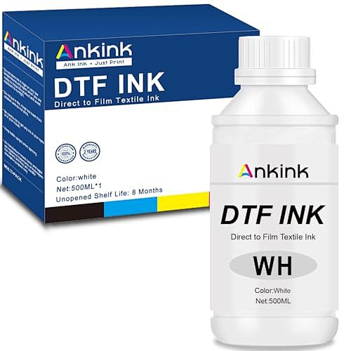 Ankink 高级 DTF 墨水 500ML 白色,水基数字喷墨墨水笔芯,适用于直接喷墨打印机,配备 Epson Printhead L1800 L805 R1390 4720 I3200 ...