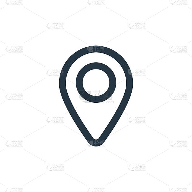 Pin图标矢量从用户界面的概念。细线插图的引脚可编辑的笔触。Pin线性标志使用在web和移动应用程序