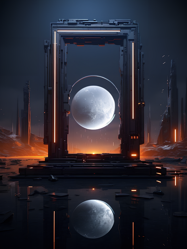 未来科技感数码家电产品展台背景 (2)