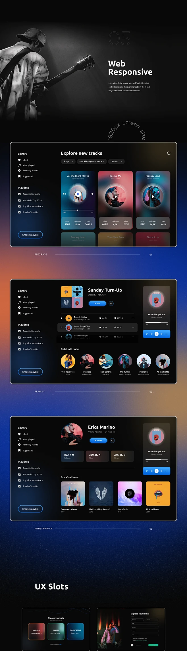 artist interaction labels landing music playlist system UI ux Web-花瓣网
