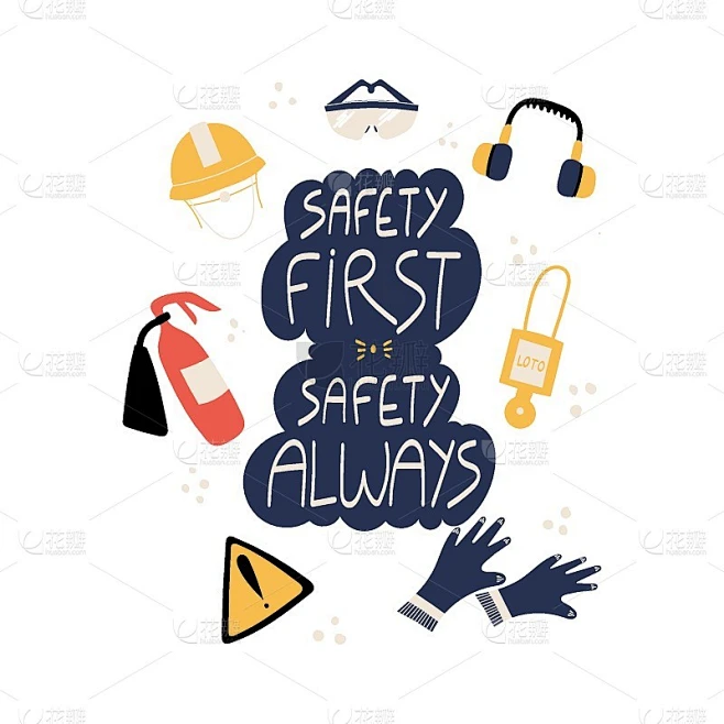 Safety first Safety always handwritten phrase with素材-花瓣网
