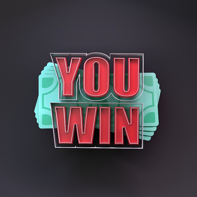 signboard-you-win-money-render-3d