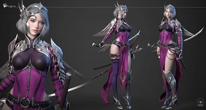 pugui游戏-角色网络班刘同学作品-银骑士-原创3D角色/装备-微元素 - Element3ds.com!-花瓣网