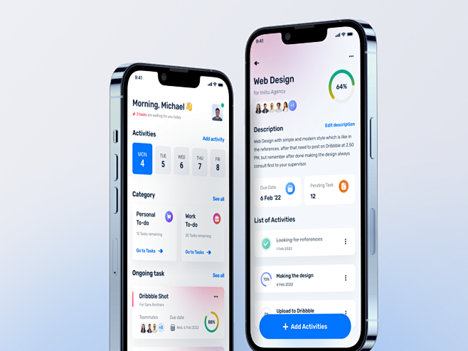 Simpl. - Task Management Mobile App Mockup View app design clean daily ...