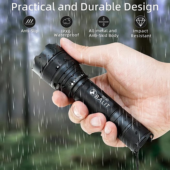Amazon.com: BALIT Led Rechargeable Flashlight, Super Bright with LED ...