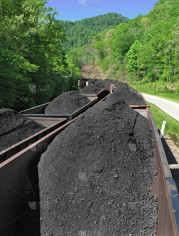 煤堆在火车车厢里