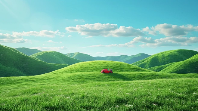 wide full view 4k photography of a round hill green grass, Background a ...