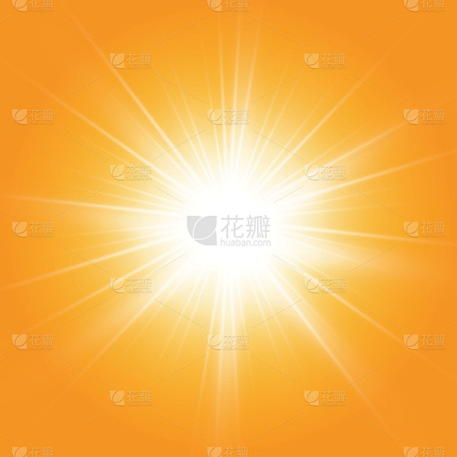 黄色背景上温暖的阳光。莱托。bliki太阳射线。О黄色背景范围。