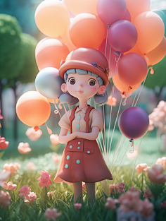 C4D-IP-写实场景渲染-花瓣网|陪你做生活的设计师 | girl_ip_by_pop_mart_balloons_flowers_and_pl_3977b19a-d1ef-472d ...