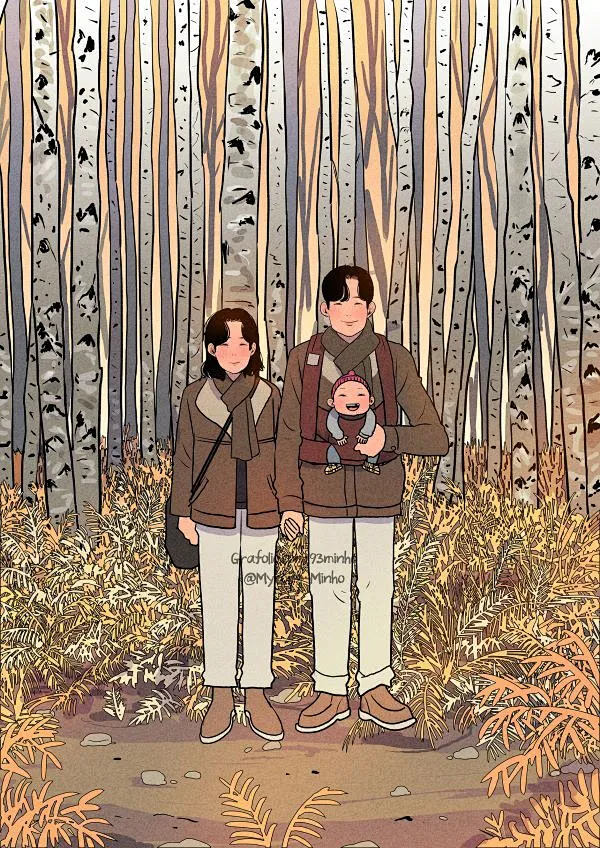 【韩国画师Myeong-Minho情侣插画作品】-花瓣网