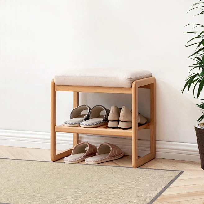 3+Pair+Stackable+Solid+Wood+Shoe+Storage+Bench-花瓣网