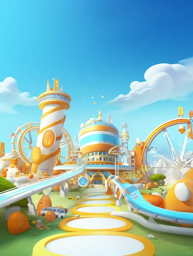 Midjourney|电商城堡背景图C4D风格-花瓣网