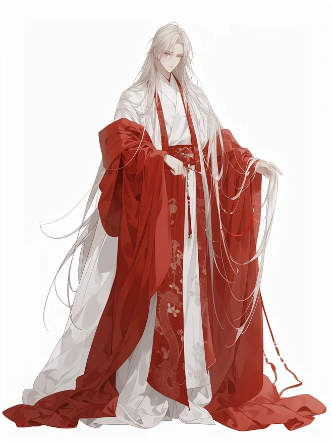 红衣白发古风男立绘 - 小红书-花瓣网