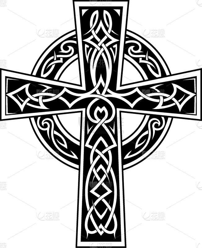 凯尔特风格,十字架,分离着色,白色,华丽的,矢量,国境线,装饰