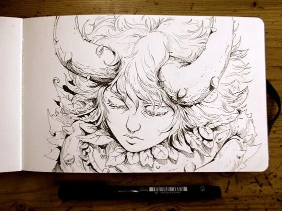 手绘，黑白，动漫人物，来自法国插画家 Coliandre -花瓣网