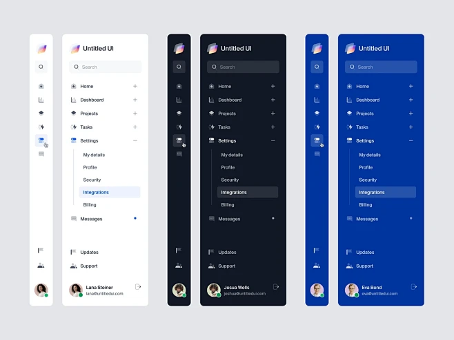 Dual-tier sidebar navigation — Untitled UI-花瓣网
