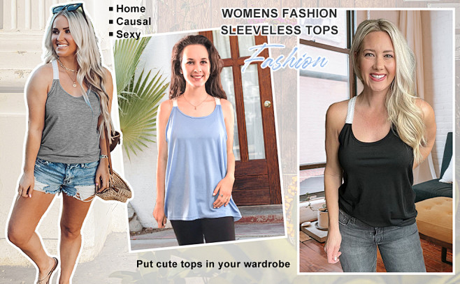 color block sleeveless tops for women