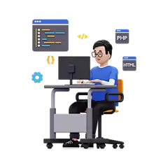 Web developer working on project 3D Illustration-花瓣网