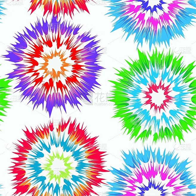 Tie Dye Circle Seamless Vector Repeat Pattern in B