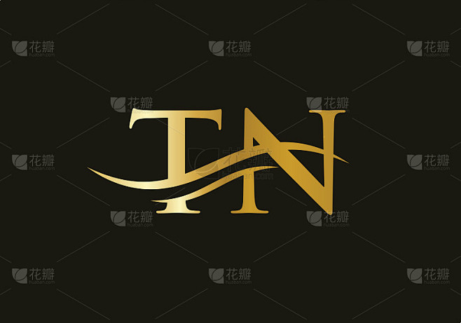 TN标志设计。特级字母TN标志设计与水波的概念