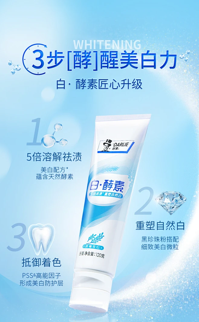 DARLIE好来(原黑人)牙膏白酵素依兰梨花120g亮白牙齿去黄祛渍-天猫超市-天猫Tmall.com-上天猫，就购了-理想生活上天猫-花瓣网