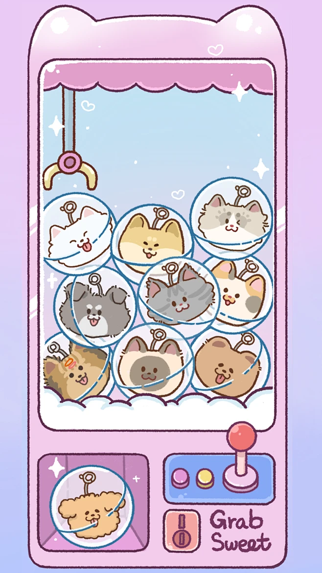 修猫修狗抓娃娃机_akelikeli__插画师作品_涂鸦王国gracg.com-花瓣网