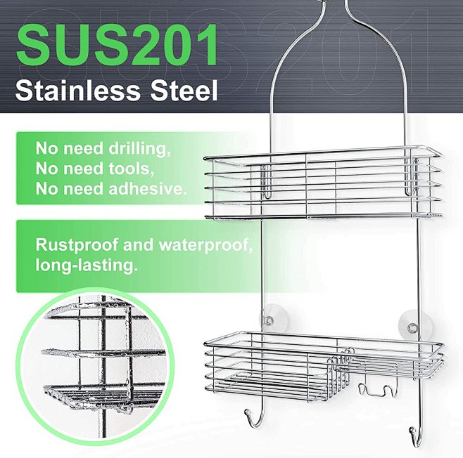Amazon.com: SMARTAKE Hanging Shower Head Caddy, Rustproof Bathroom ...