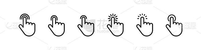 点击触控线图标集合，用手指触控矢量符号，平指针线性符号集合。