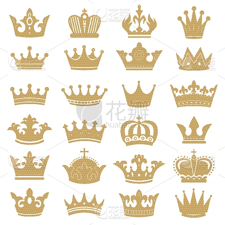 王冠,黄金,加冕式,华丽的,传统,华贵,公主,剪影素材-花瓣网