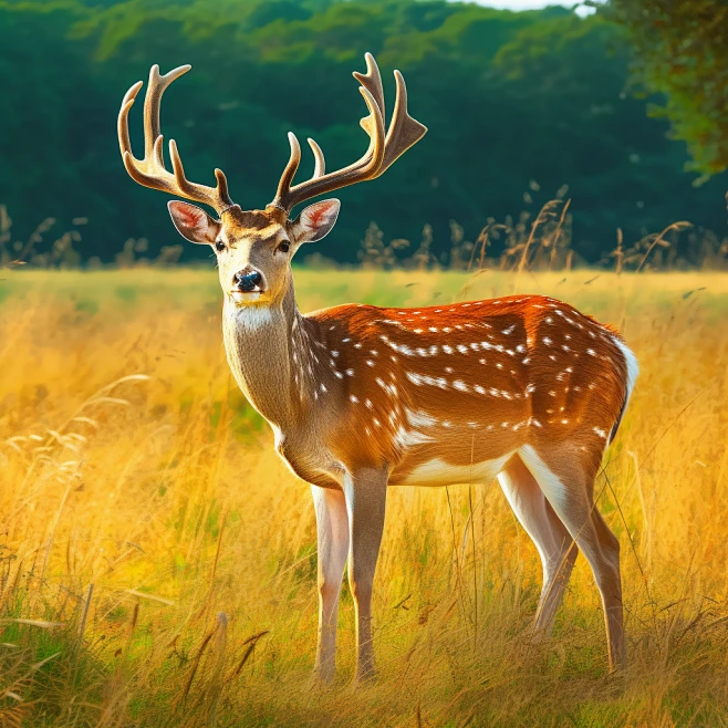 supercolor_Sika_deer_standing_in_the_field_in_realistic_exagge_f7a3d5cf ...