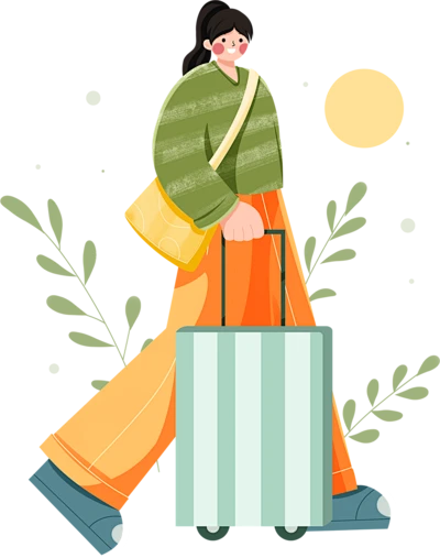 【米图网-52mitu.com】露营 踏青 插画 人物 手绘 配图 行李箱露营-花瓣网