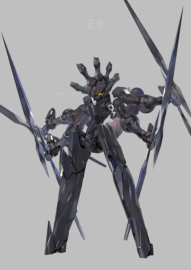 lance machine mecha multiple_arms no_humans original polearm pump ...