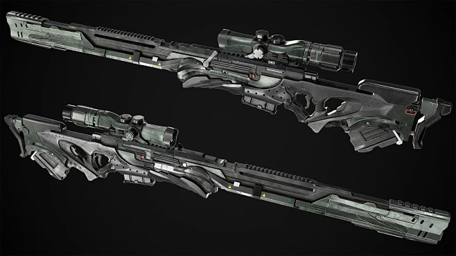 Sci-fi sniper rifle, Gregory Trusov : 37.4k tris, 1-4k, 2-2k, 2-1k, 3-0 ...
