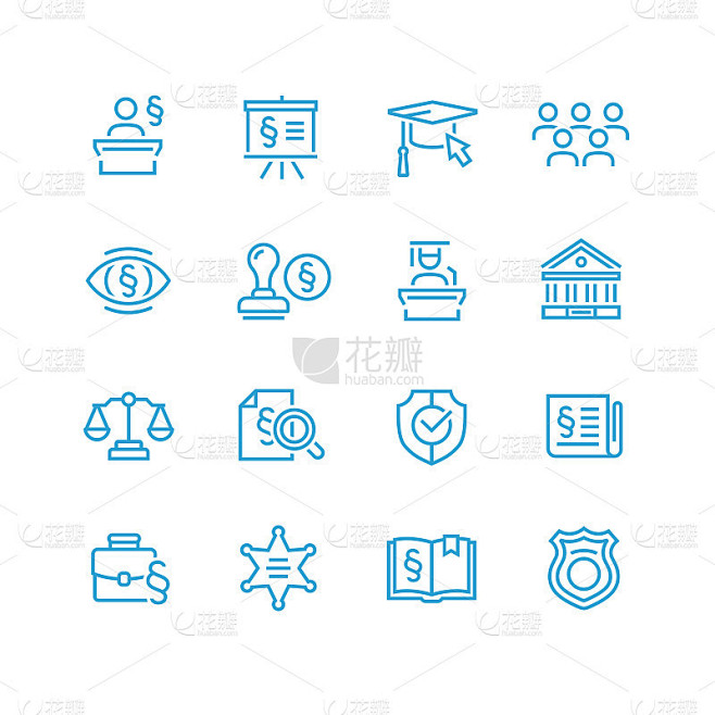 律师和业务矢量图标集