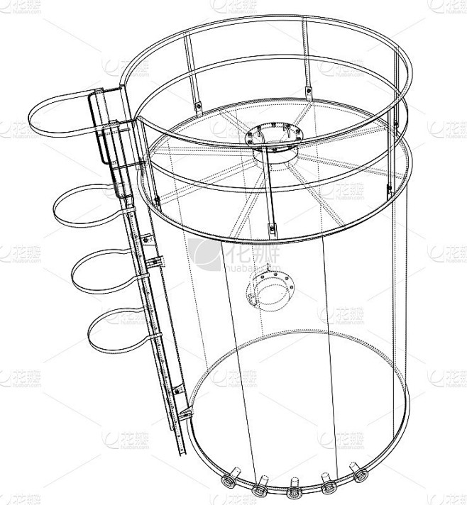 Oil tank outline. Vector rendering of 3d