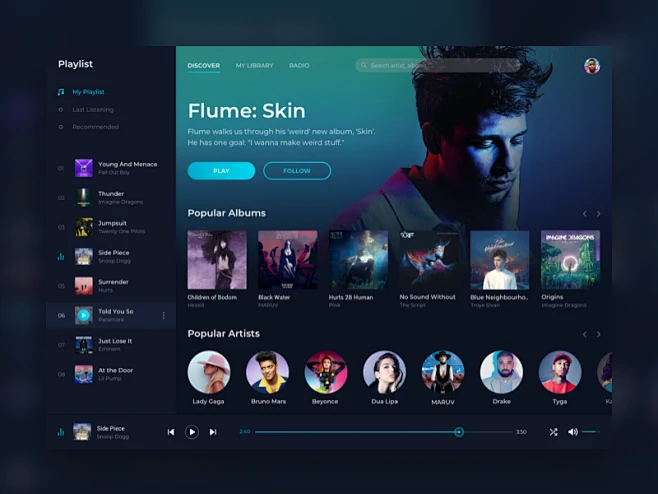 Music player | Web app web app design uiux spotify song simple sidebar ...
