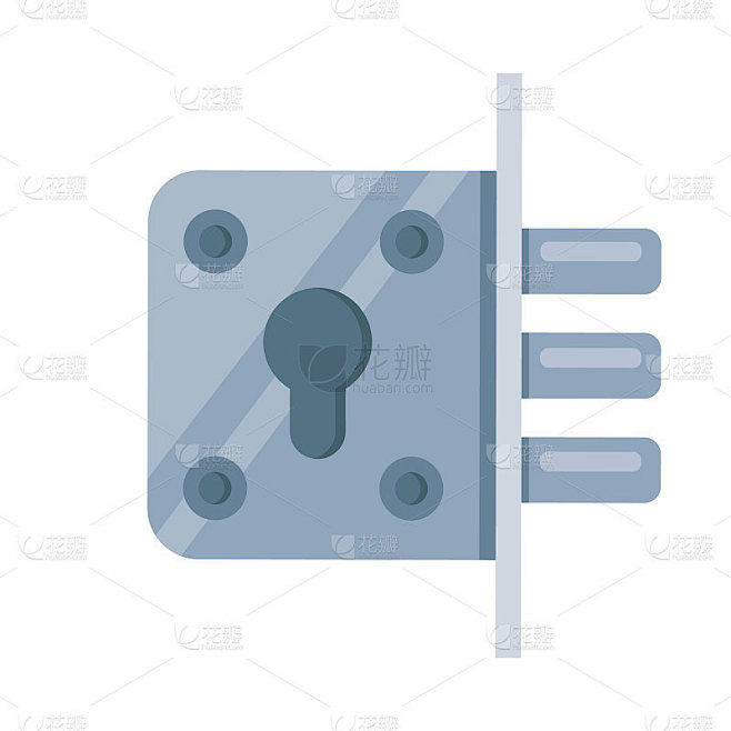 iron mortise lock icon. flat vector illustration