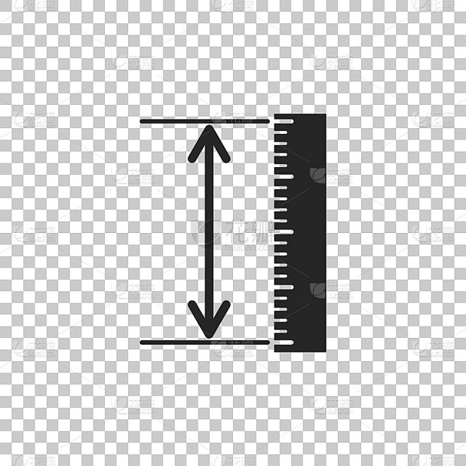 测量高度和长度图标隔离在透明背景上。尺子、直尺、刻度符号。几何工具。平面设计。矢量图