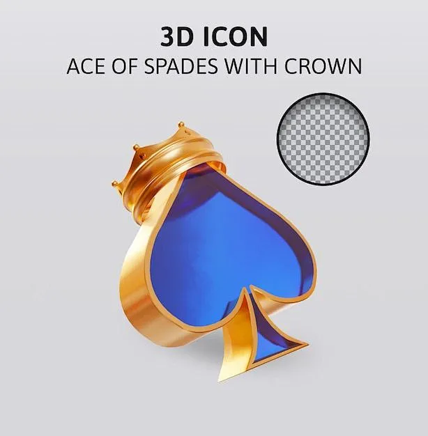 Premium PSD | Playing card ace of spades with crown 3d rendering ...