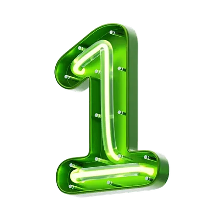 Number 1 Shape Neon Text 3D Icon-花瓣网