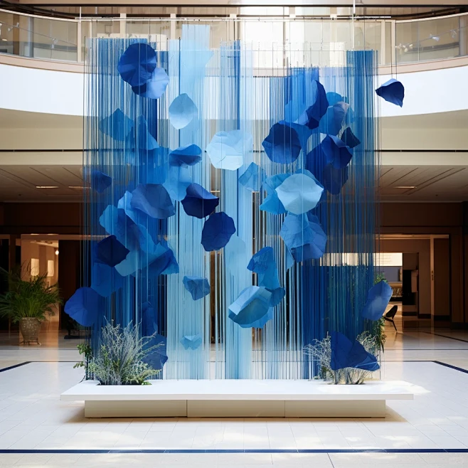 非遗蓝染技术，国风美陈，新中式美陈-花瓣网