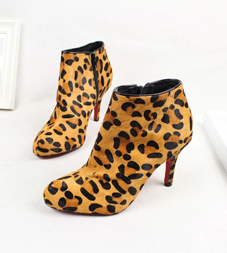 MeiTuo精品欧美风明星款性感豹纹高跟短靴女靴-花瓣网