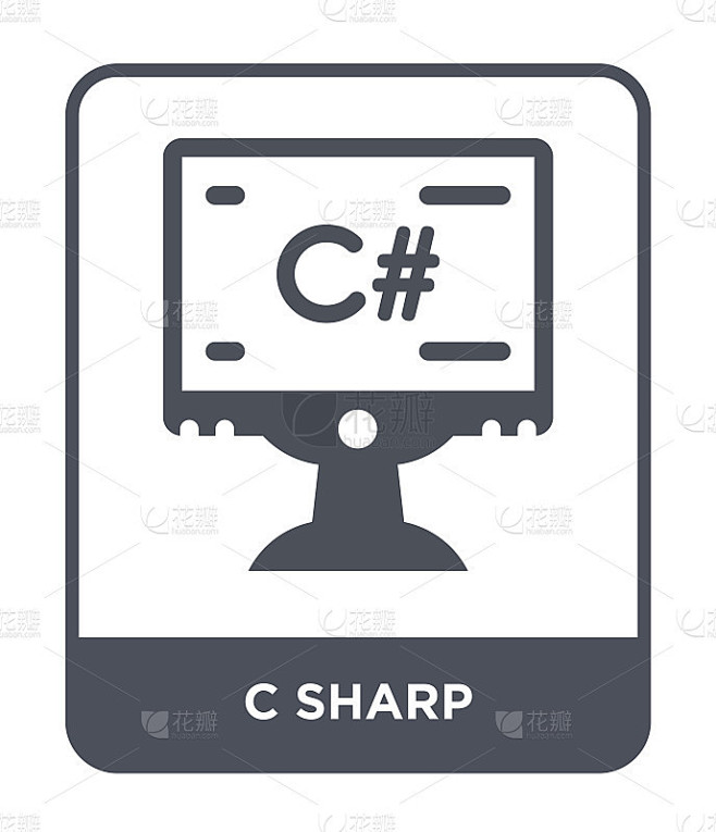 c sharp icon vector on white background, c sharp时尚