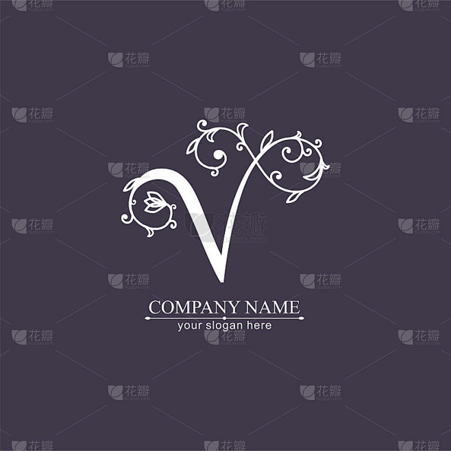 Premium Vector V标志。Monnogram,刻字。精英公司的个人标志或标志。