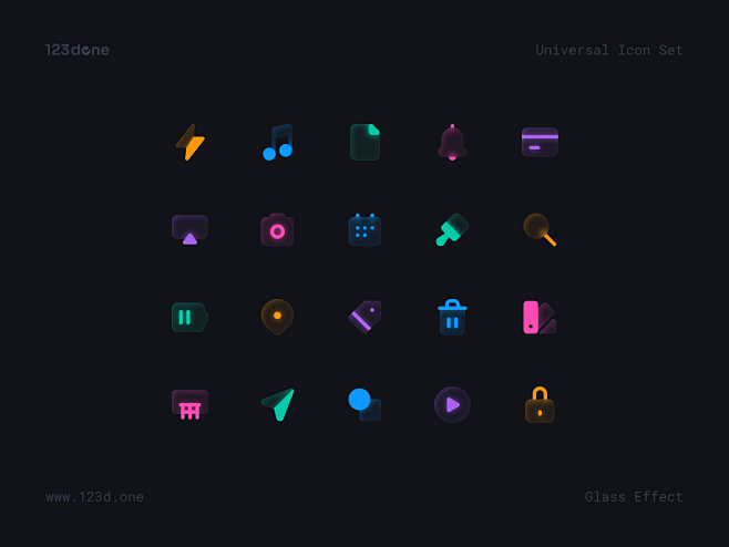 Universal Icon Set %7C Glass Eff