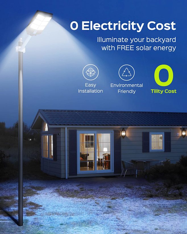 JACKYLED 300W Solar Street Light Outdoor 30000 Lumens Solar Flood Lights with Motion Sensor for ...