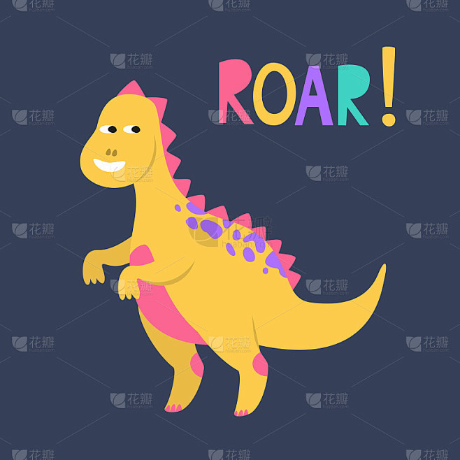 带有“ROAR“字样的卡通恐龙。